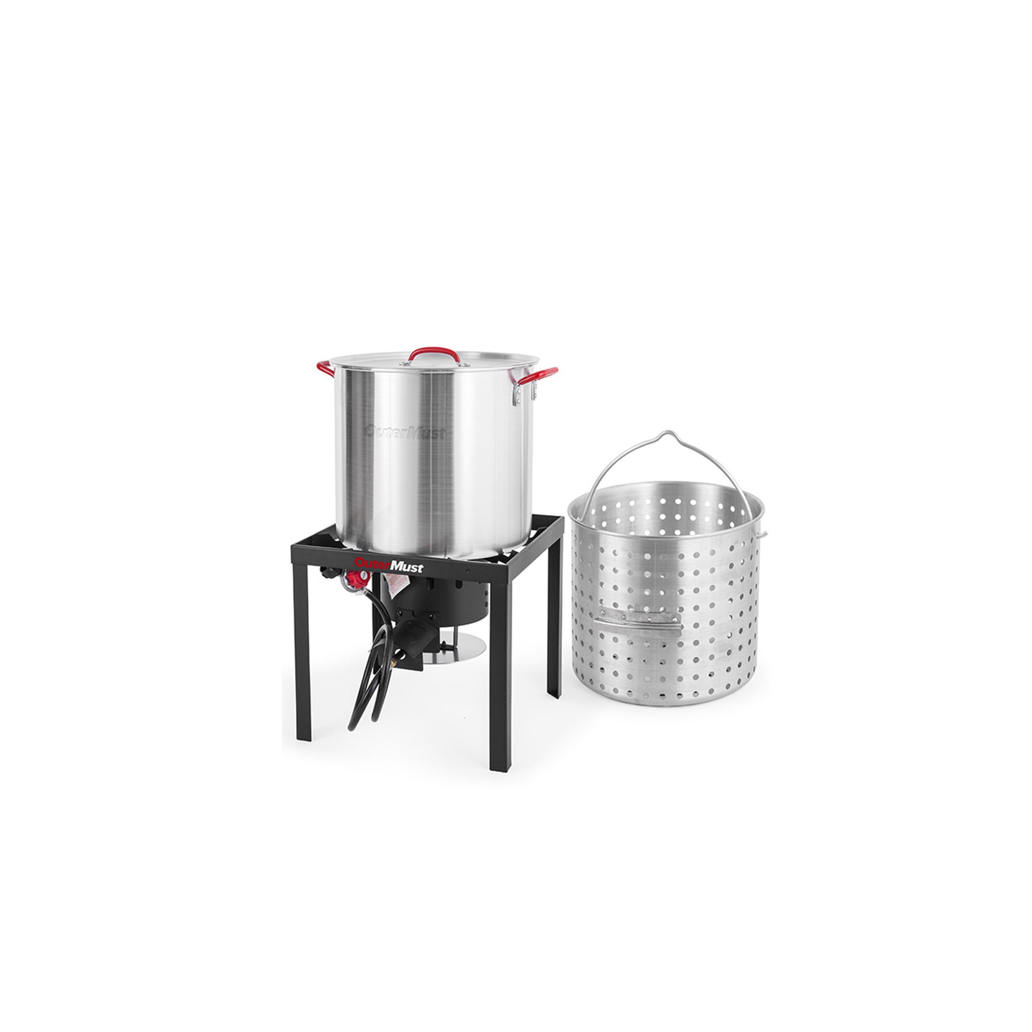 60 Qt. Seafood Boiling Pot Kit with Basket, Burner 110,000 BTU and Alu ...